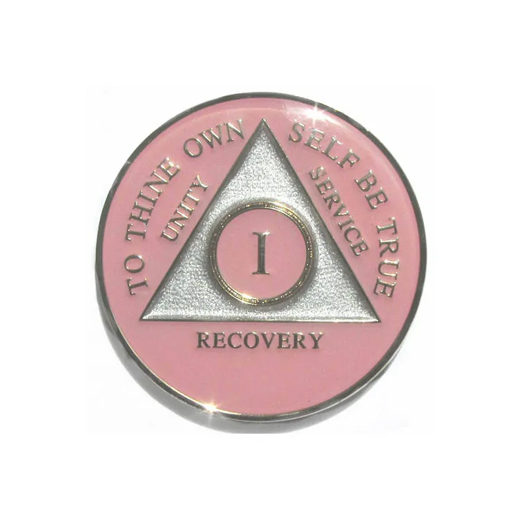 Manufacturer Soft Enamel Glitter With Epoxy Anniversary Sobriety Coin ...