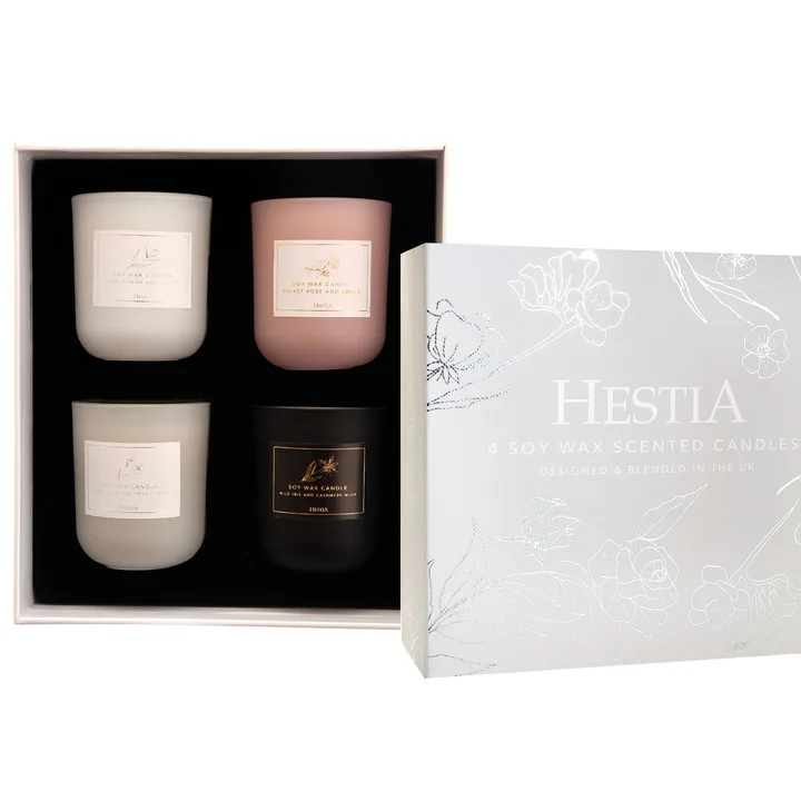Custom 4 Piece Luxury White Candle Gift Set Box With Insert 4pcs ...