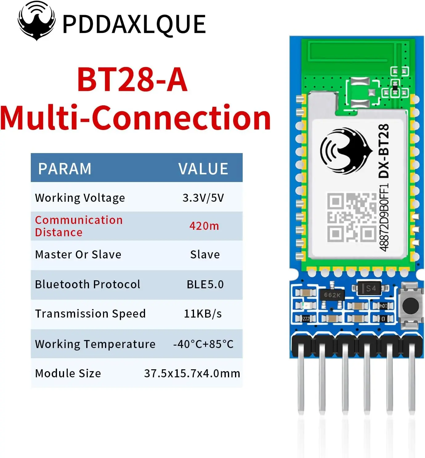 Dx-bt28-a Multi-connection Bluetooth Module Can Connect To 8 Mobile Phones Together Ble 5.0 Dual ...