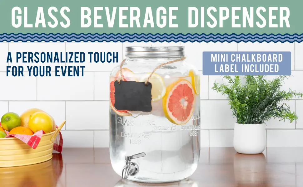 Popular 10L Glass Mason Jar Dispenser Drinking Beverage Jar with Glass ...