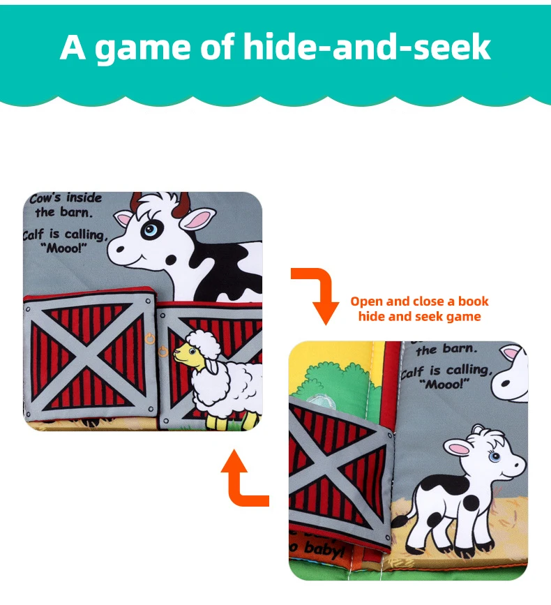 Early Educational Jungle Animals Sensory Interact Game Book Kids Plush ...