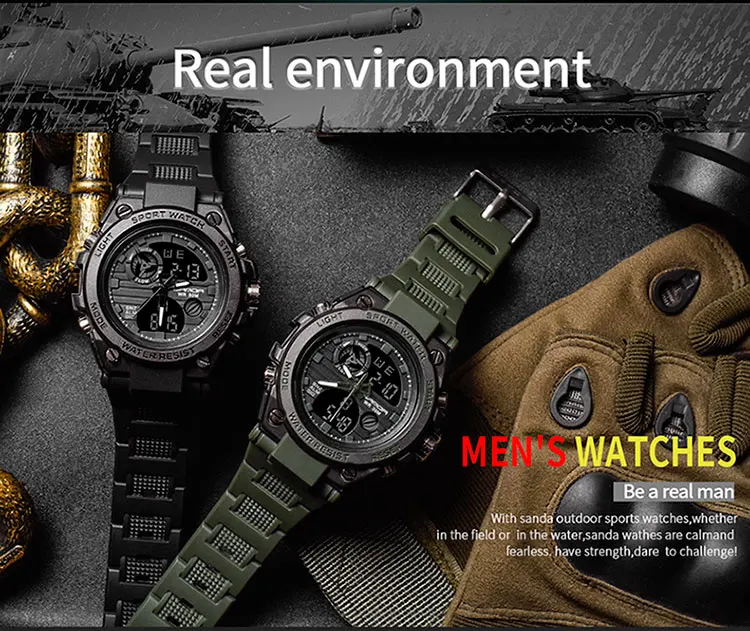 New Sanda 739 Sports Men's Watches Top Brand Luxury Quartz Digital ...