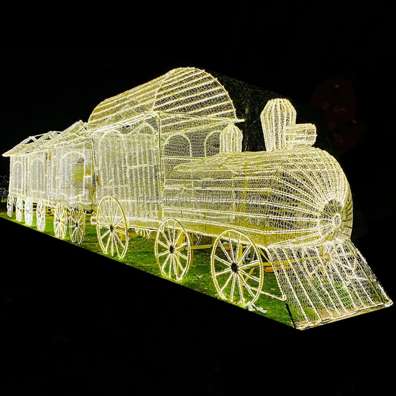 Outdoor 3d Giant Light Up Train Sculpture Christmas Decoration For ...