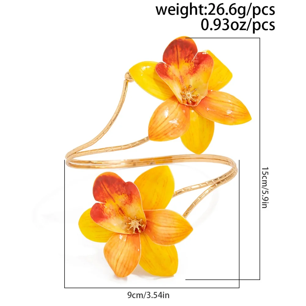 Charms Colorful Flower Upper Arm Cuff Bangles for Women Trendy Lady ...