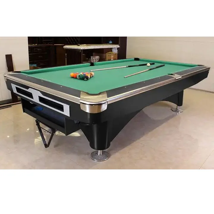 American Billiards Nine-Ball Pool Table with Slate Cushion and Leather ...