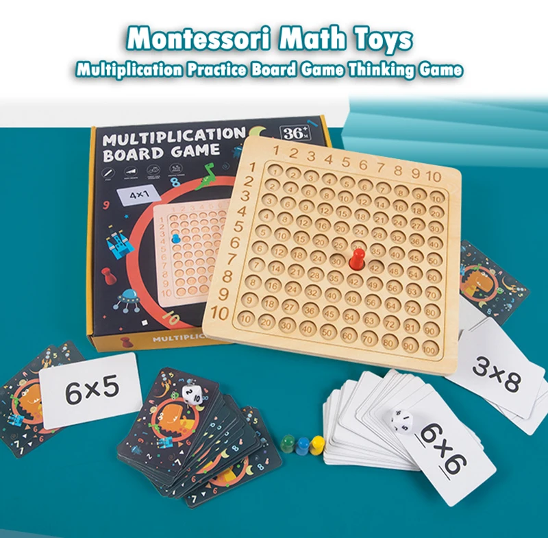 Wooden Montessori Multiplication Board Game Kids Learning Educational ...