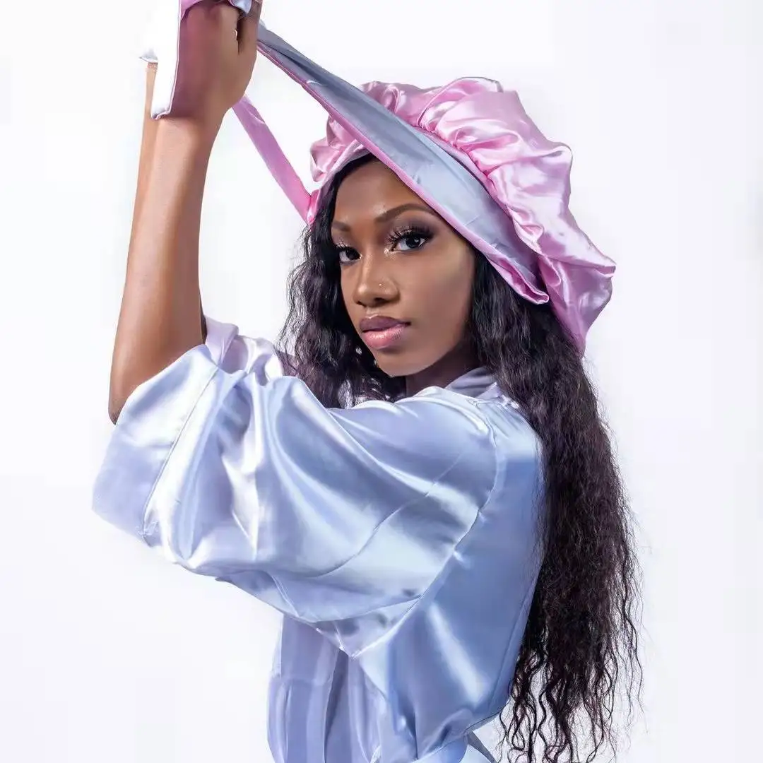 Tie Bow Bonnets Reversible Satin Bonnet Customized Hair Bonnets Custom ...