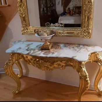 Italian Luxury Gold Marble Console Table Traditional Design For Home ...