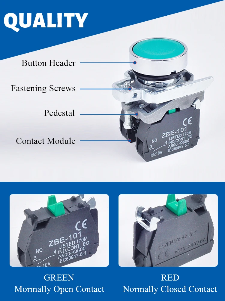 CHYF XB4-BS542 Emergency Stop Push Button Switch for Industrial Control Turn to Release Push ...