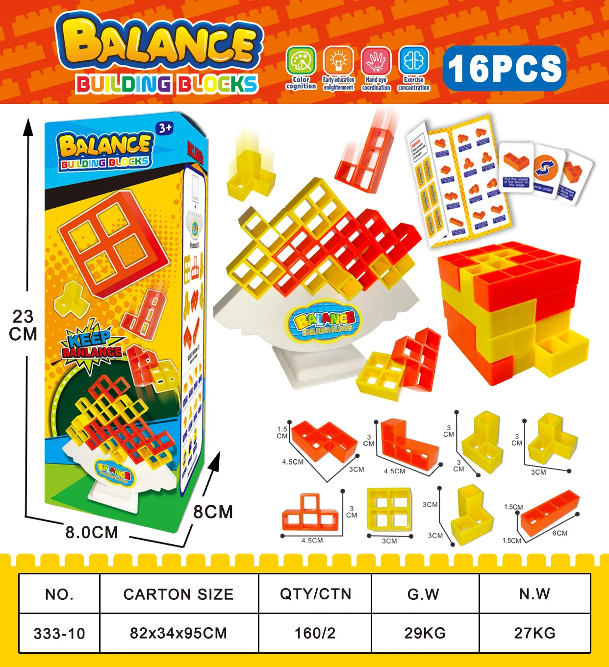 48 Pcs Tower Game Balance Stacking Block Party Game For Adults Kids ...