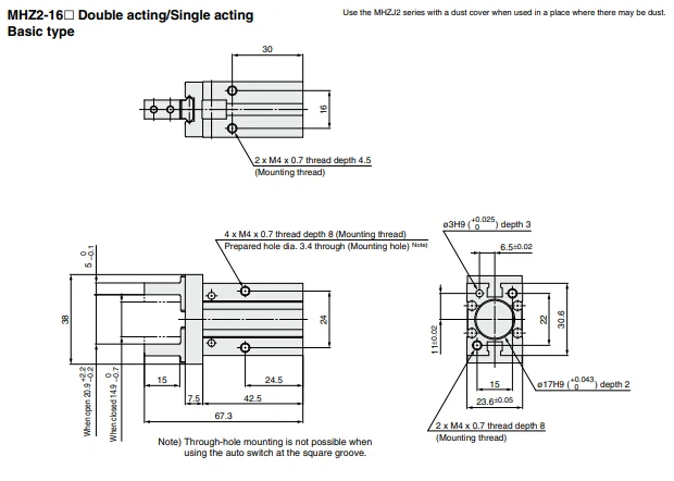 Parallel Type Air Gripper Mhz2 Mhz2-6d Mhz2-6d1 Mhz2-6d2 Mhz2-6d3 Mhz2 ...