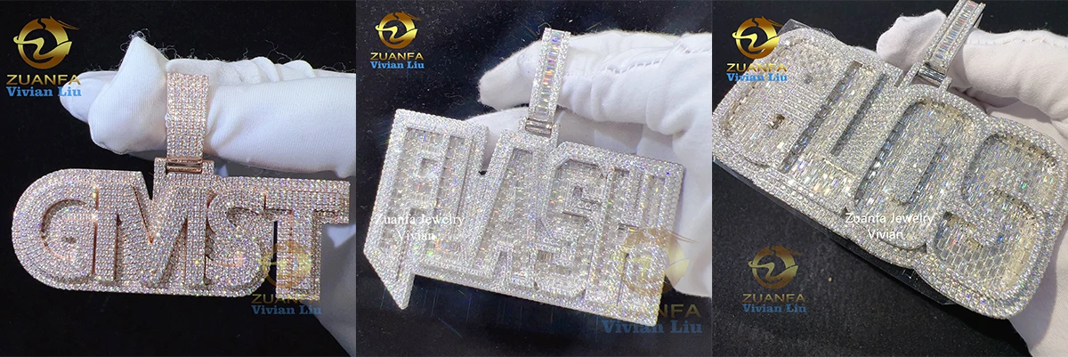 Custom Vvs Moissanite Diamond Sterling Silver Pendant