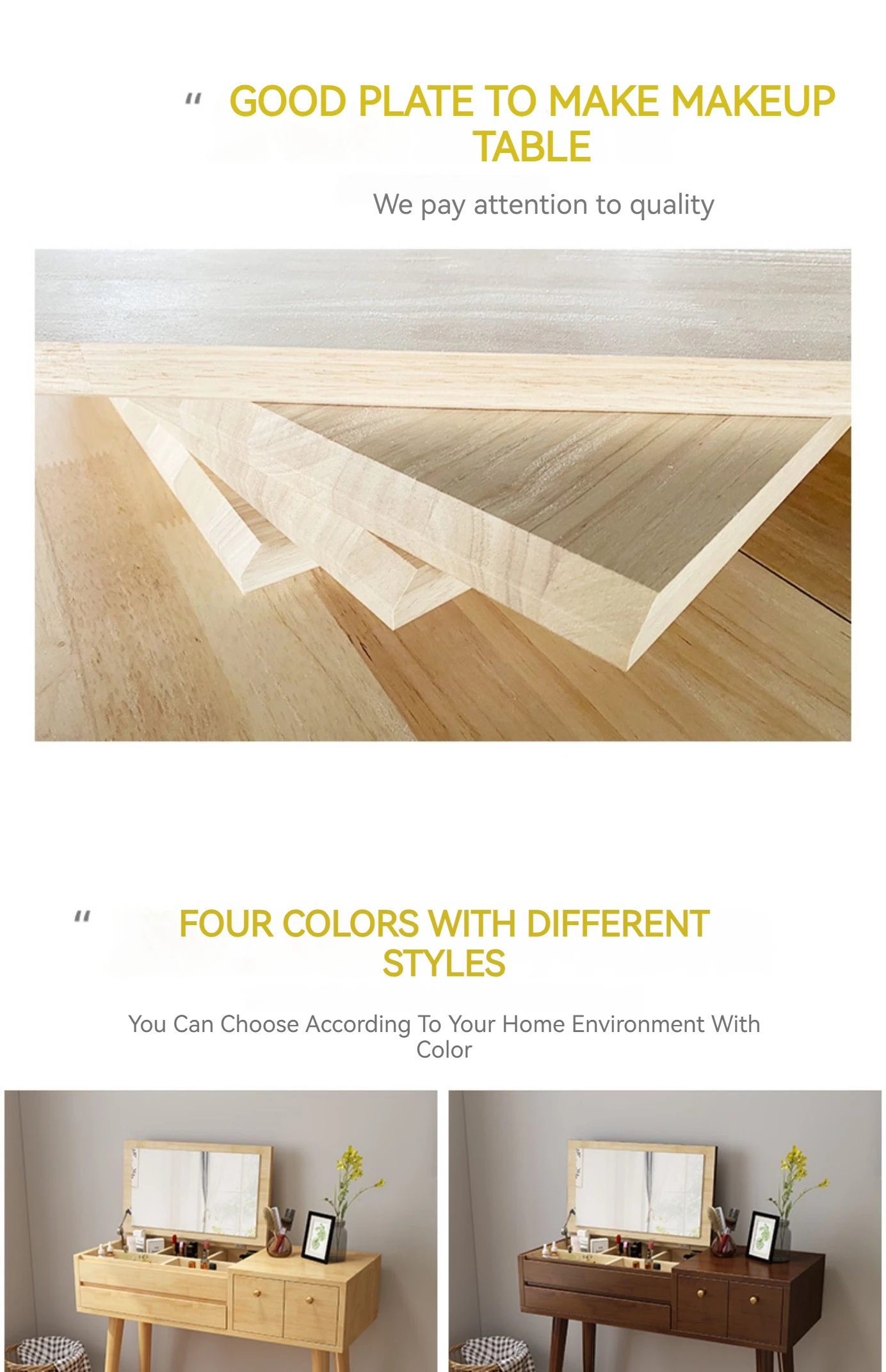 Modern Bedroom Wood Luxury Dressing Table High-capacity Clamshell ...