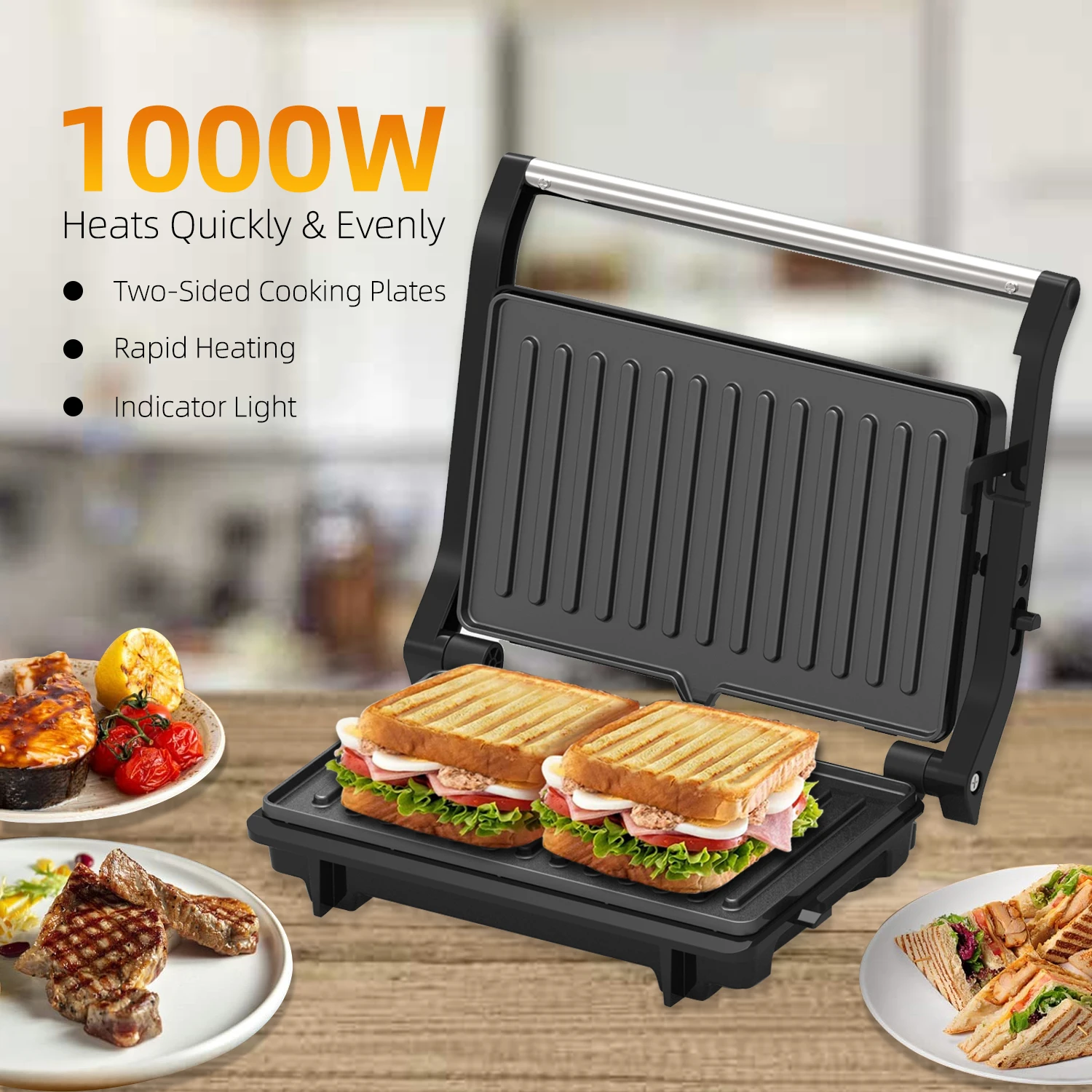 Custom Electric Smokeless Bbq Panini Barbecue Commercial Indoor Press ...