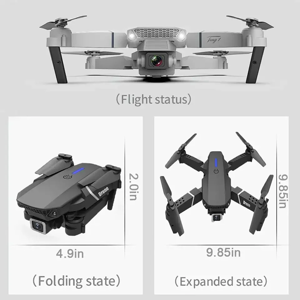 E88pro Foldable Drones - 4K Dual Camera HD V3 Wifi Remote Control