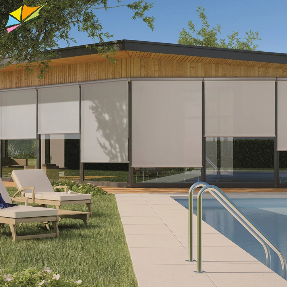 Custom Size Zip Screen Outdoor Blind Motorized Roller Waterproof Metal ...