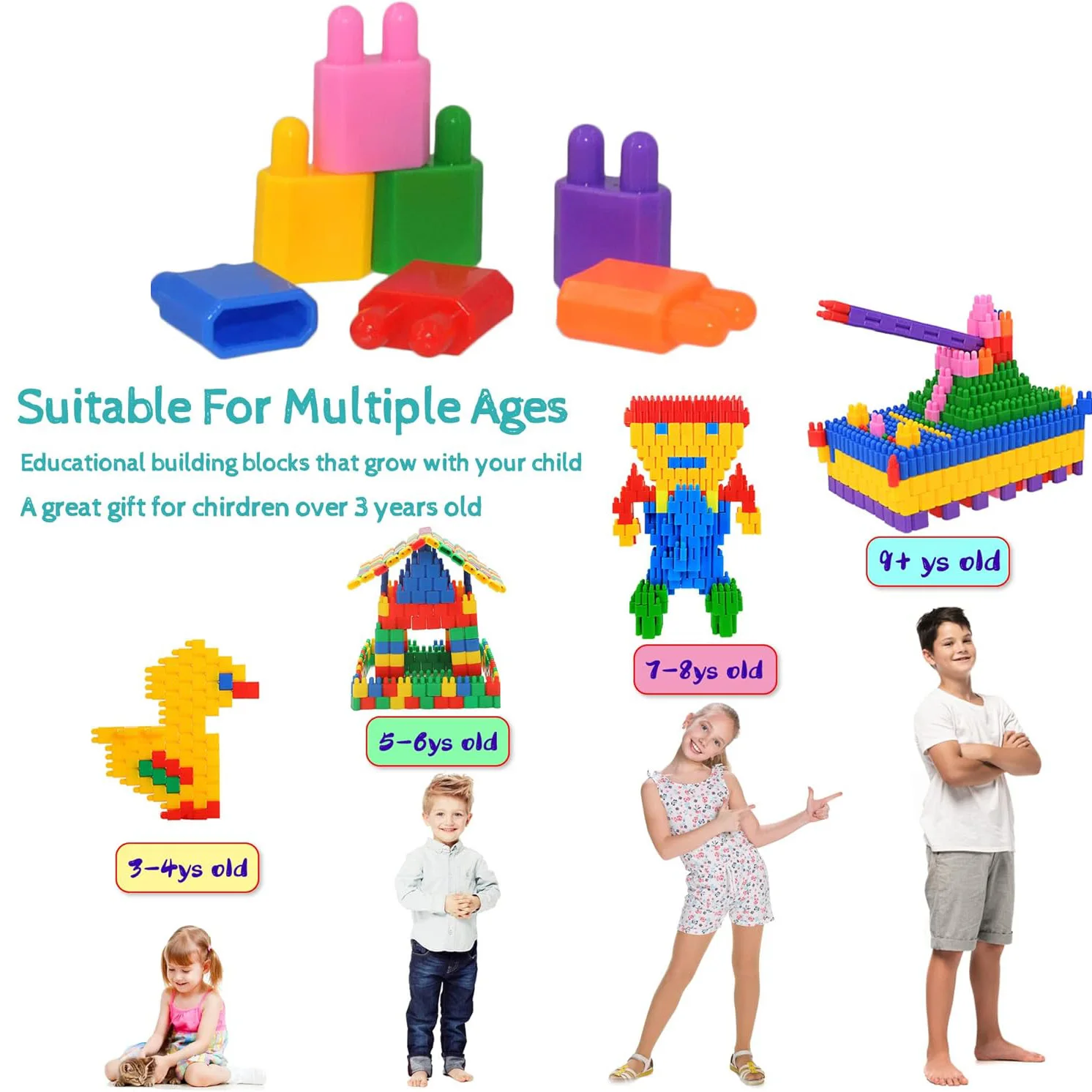 Kids 620pcs STEM Educational Building Blocks Set PP DIY Construction ...