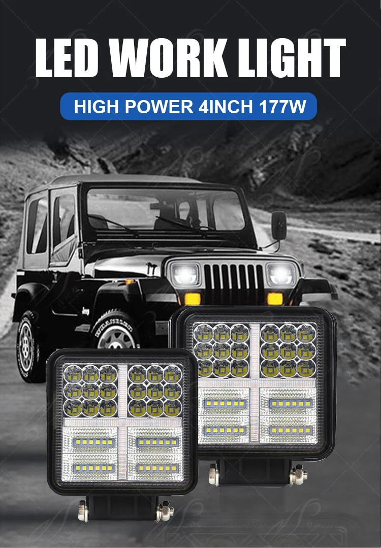 Jhs 4inc 177w Auto Work Light Ip67 12v~24v Cross Type Strobe Led ...