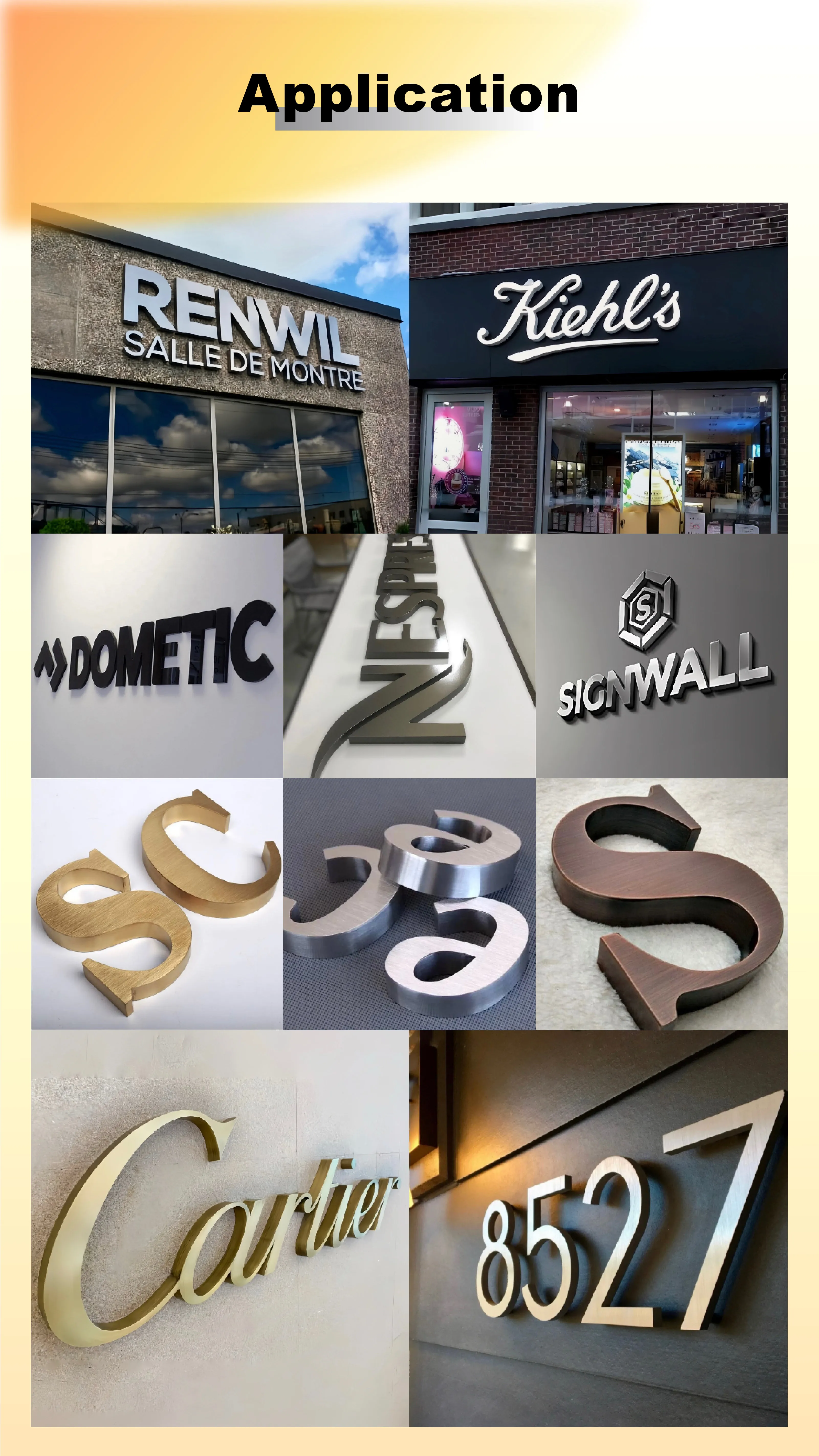 Custom 3D Stainless Steel Gold Letters Light Source Door Sign for Room ...