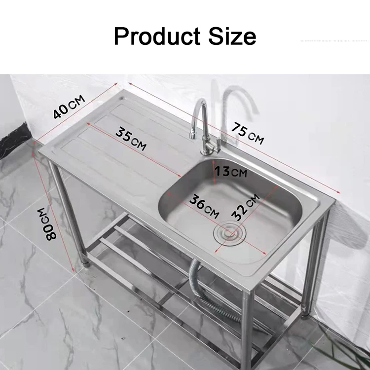 Freestanding Outdoor Deep Sink Kitchen Garden Sink Stainless Steel ...