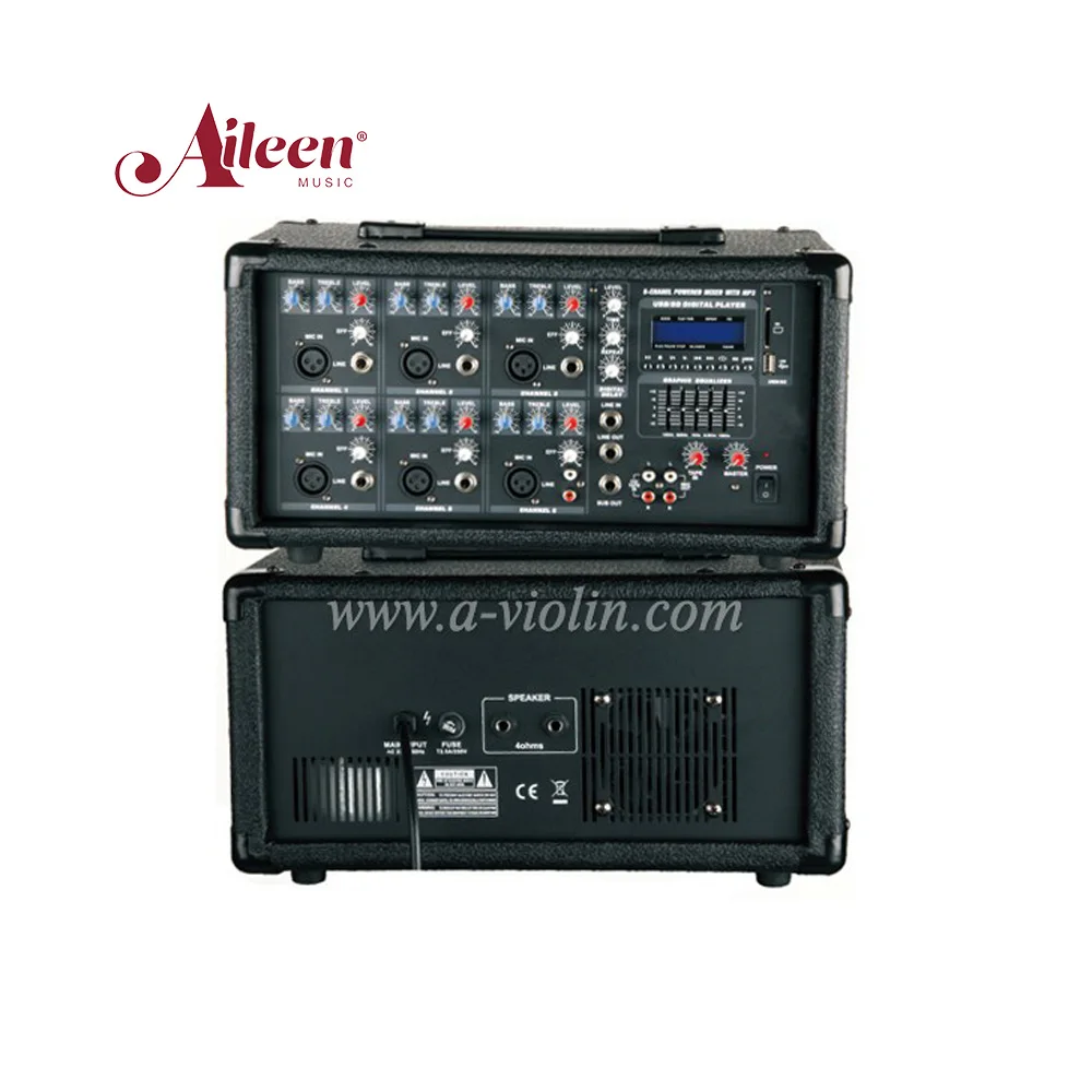 6 Channel PA Amplifier - Treble Middle Bass EQ FM Power