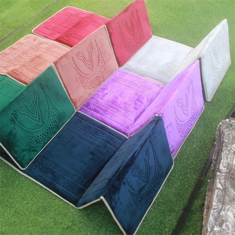 Modern Extra Comfort Foldable Prayer Mat Backrest Thick Padded Jacquard ...