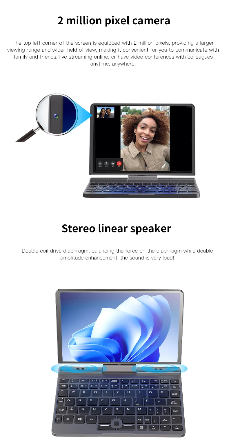 8 Inch Mini Pocket Laptop Tablet 12GB RAM Mini Touch Screen Notebook ...