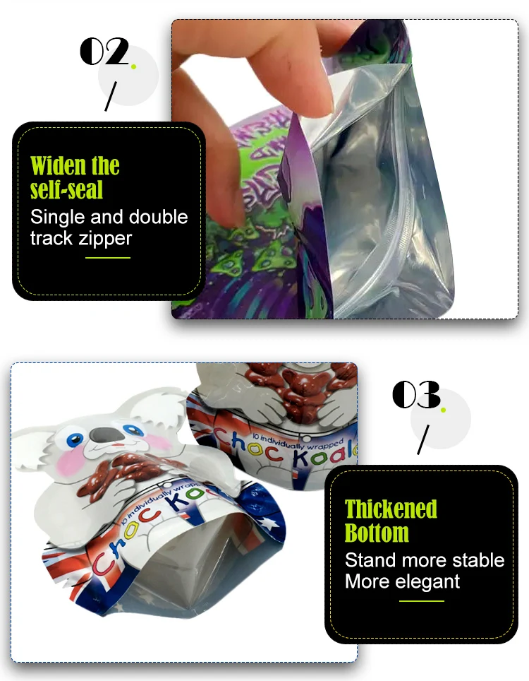 Custom 500 Packs Design Shaped Die Cut 7 14 28 3.5g Candy Mylar Bags Irregular Smell Proof ...