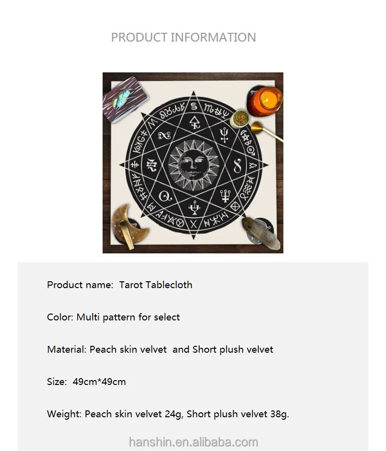 High Quality 49*49cm Velvet Sun Moon Star Witchcraft Alter Tarot Pagan ...