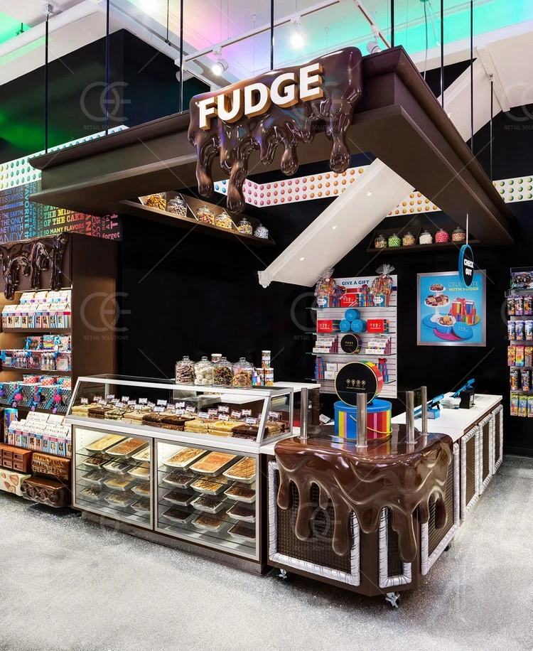 Custom 4 Sided Wooden Gondola Shelf for Candy Store Display | Durable ...