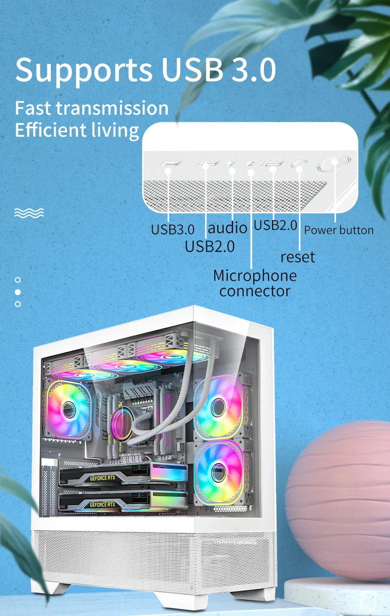 Rgb Tower Computer Case Aluminum Atx/itx For Pc Gaming Usb 3.0 And ...