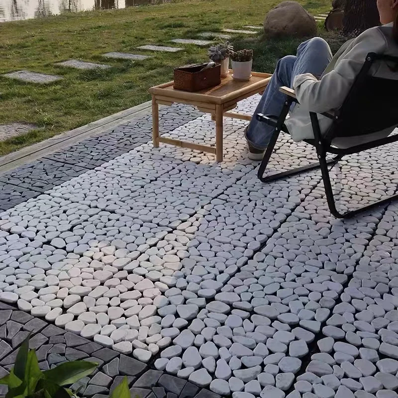 Outdoor Stone Pebble Interlocking Deck Tiles Wpc Interlocking Floor ...
