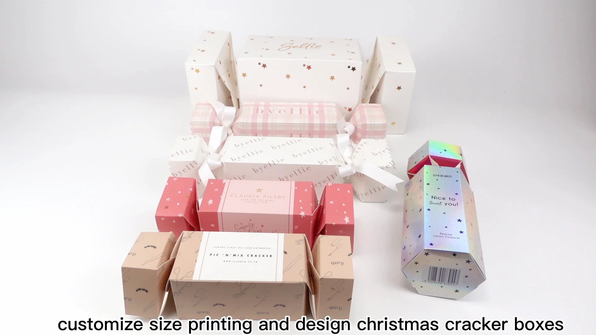Custom Print Christmas Cracker Paper Gift Boxes With Ribbons For ...