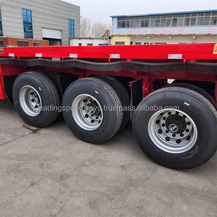 Brand New Flatbed Semi Trailer 70ton 3axles Pan Trailer Container Semi ...