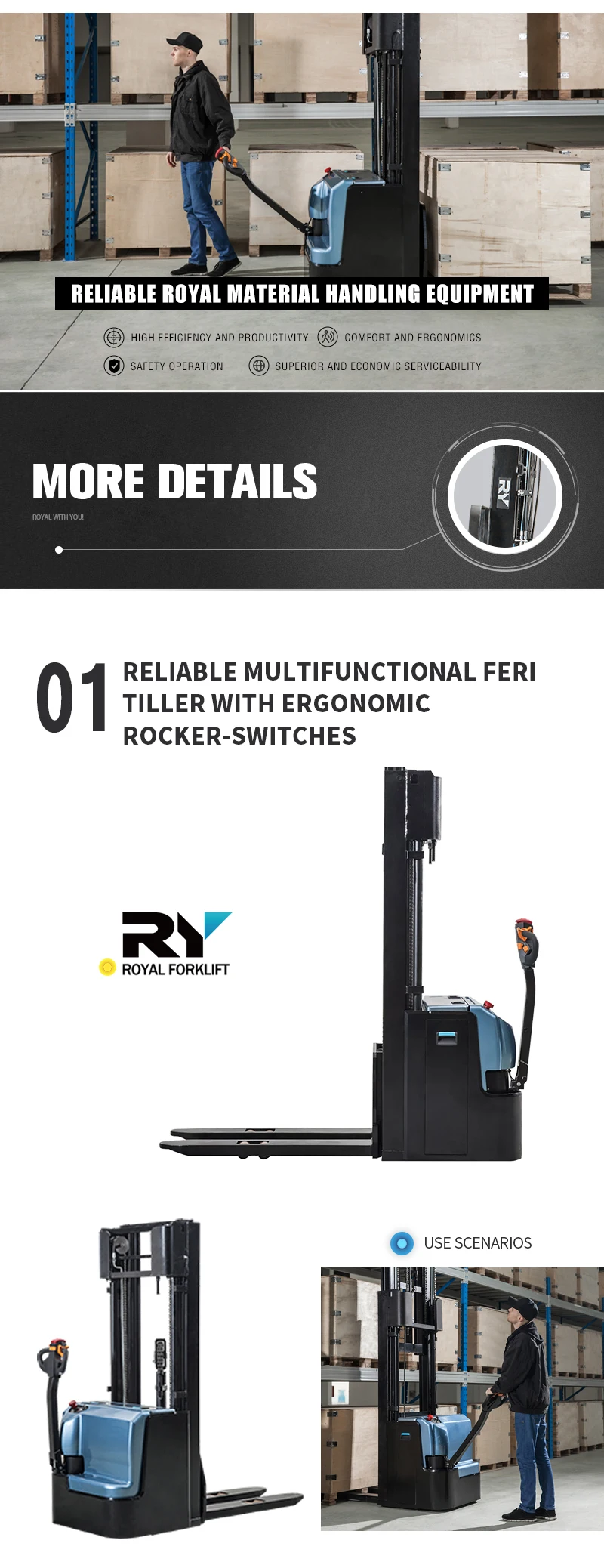 Royal Hot Sale 2 Ton 2.5 Ton Walkie Hydraulic Hand Electric Pallet Stacker - Buy Pallet Stacker ...