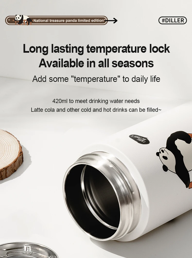 Cute Panda Graffiti Series Insulated Water Bottles Eco Friendly Vacuum ...