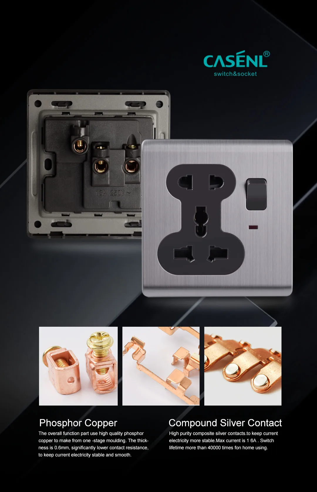 13A Two and Three Pin Light Switch Socket Wall Switch Universal Socket ...