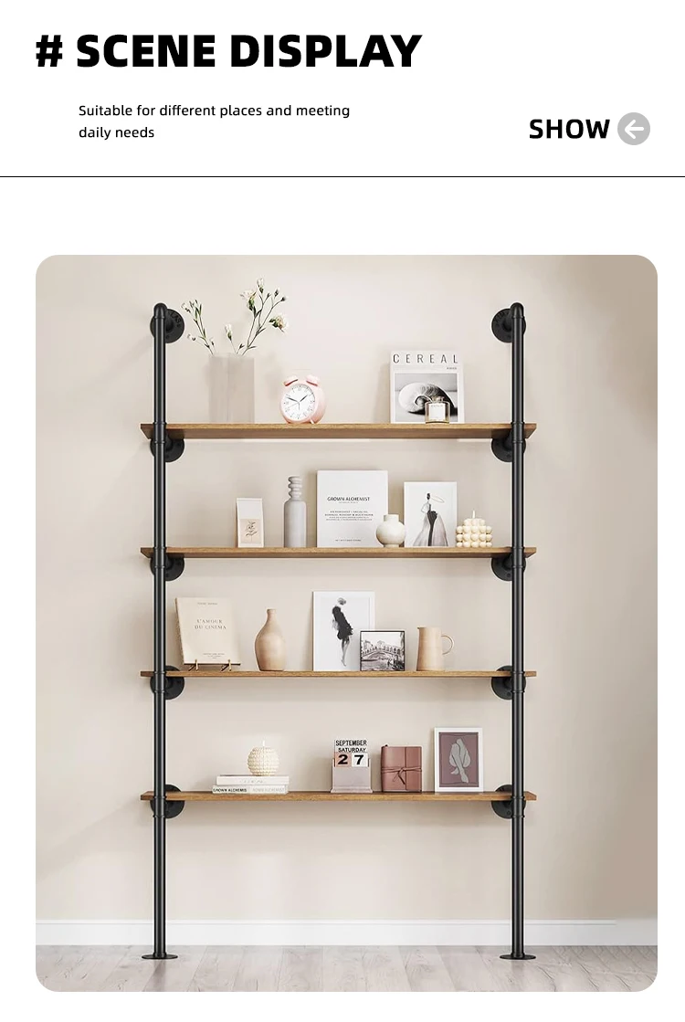 5-story Metal Wall Mounted Pipe Rack Industrial Diy Home Decoration ...