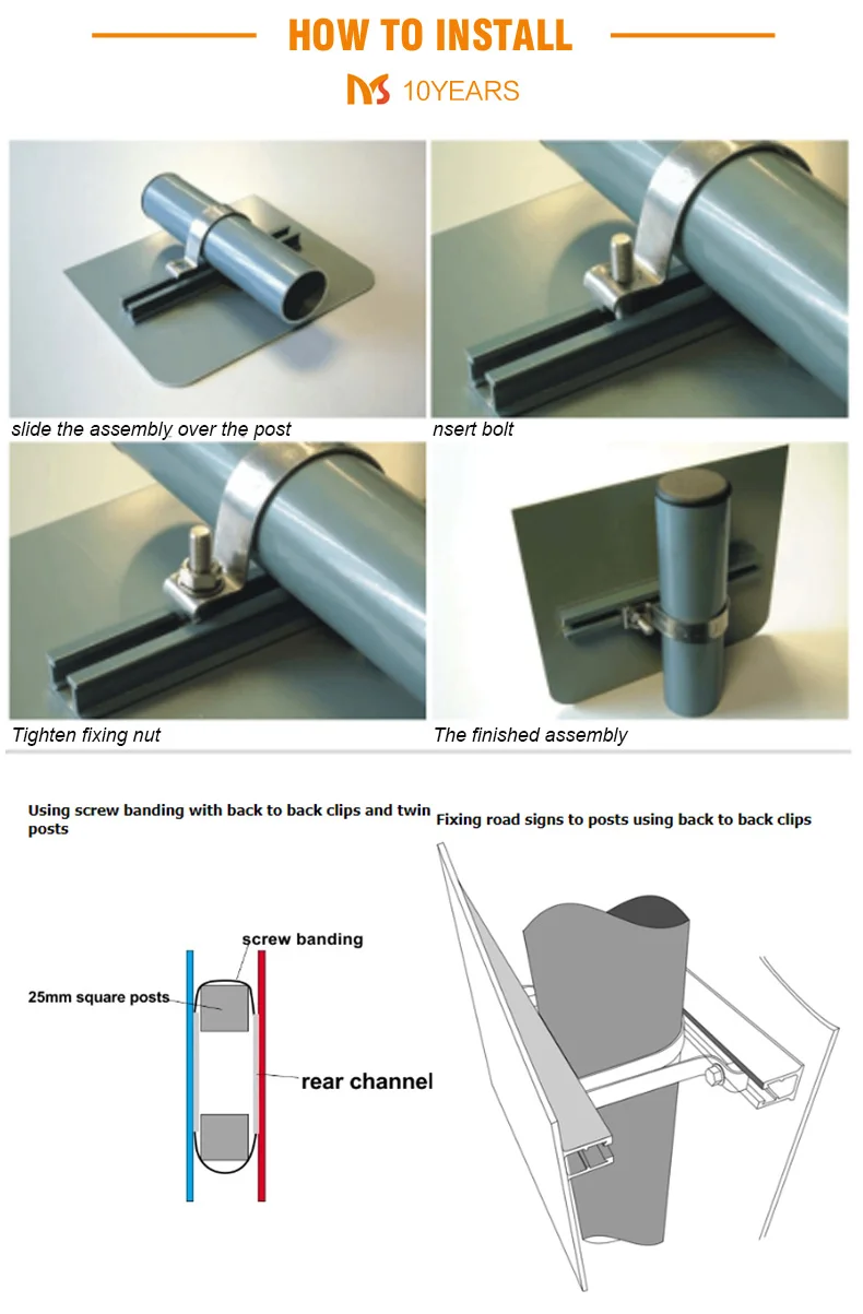 Durable Sign Post Brackets - Aluminum Anti-Rotational Accessories