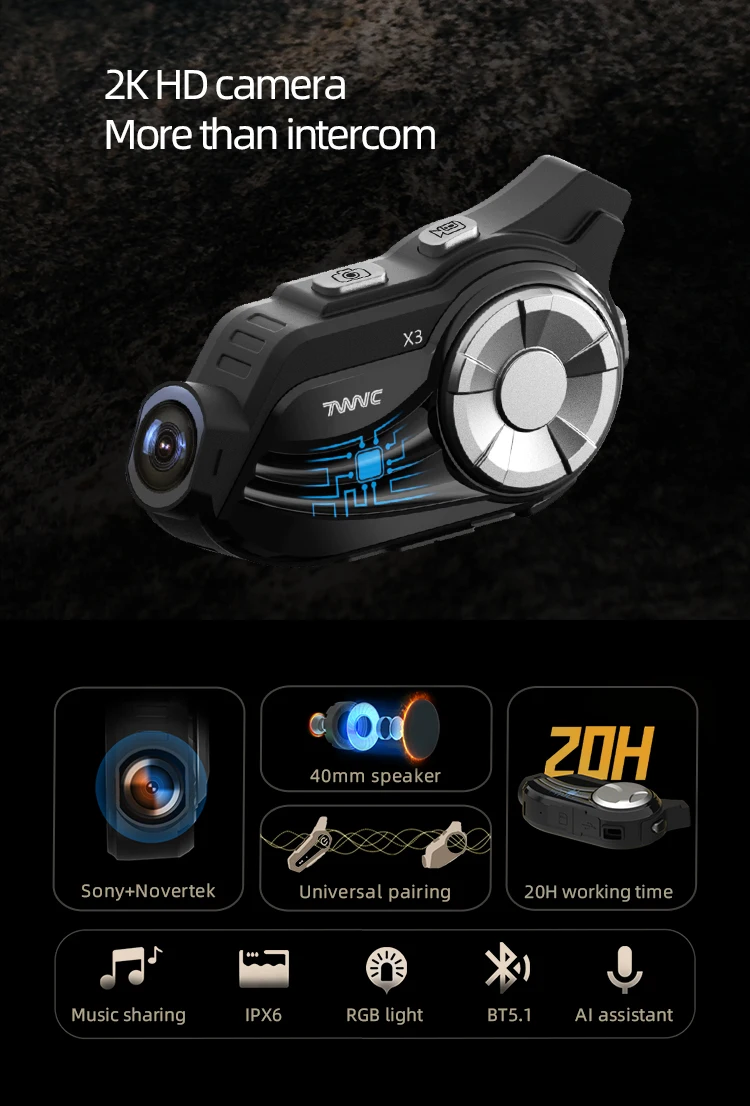 2k Hd Camera For Helmet Motorcycle Intercom With Camera For Helmet ...