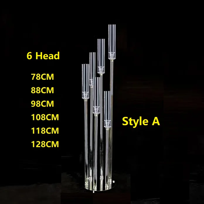 6 Head 98cm Square Clear Acrylic Candler Holder Wedding Table ...