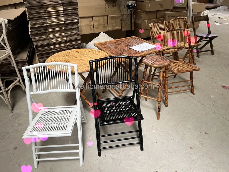 Bamboo Bar Table with Stool Gargen Folding Cafe Table with Chair Bamboo ...