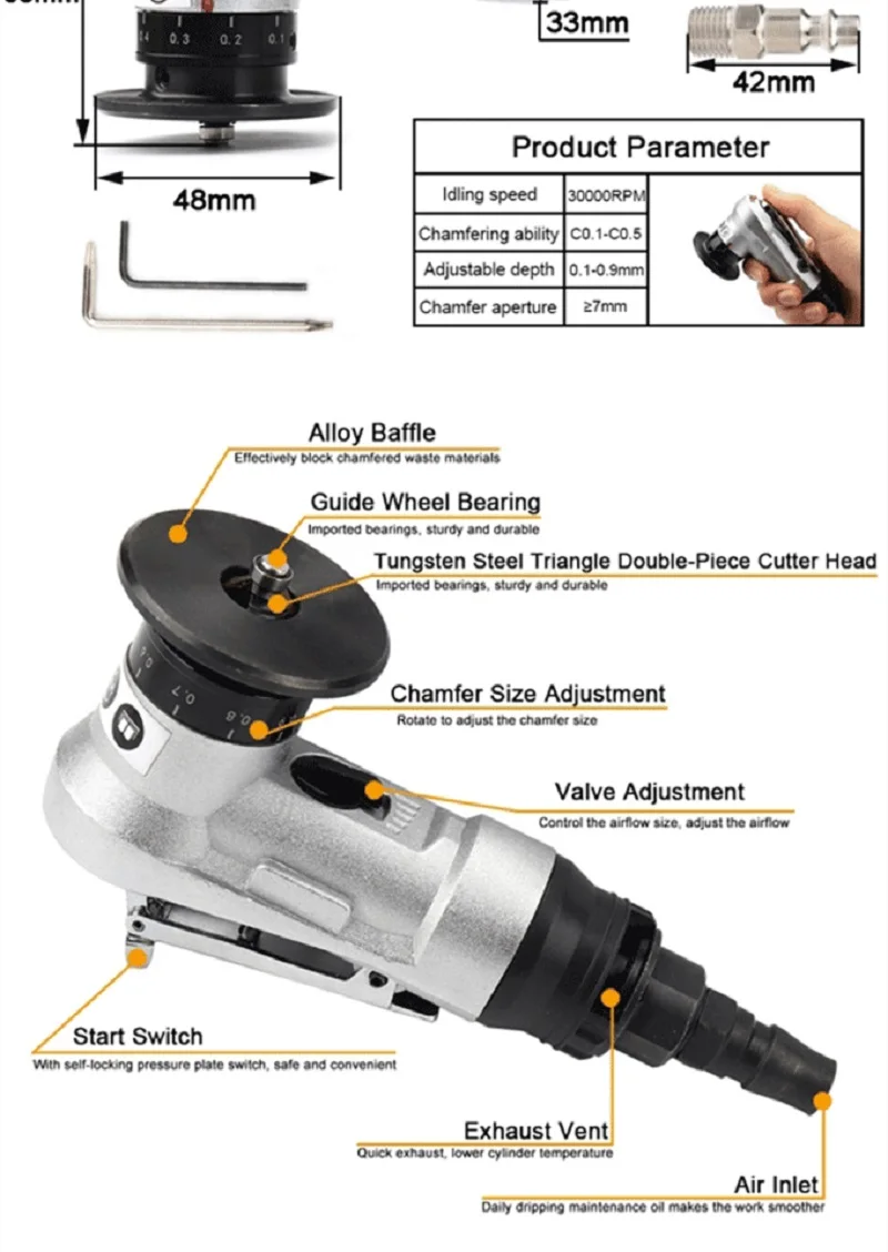 Small Pneumatic Tool Chamfering Machine Deburring Soft Metal Wood Hand ...