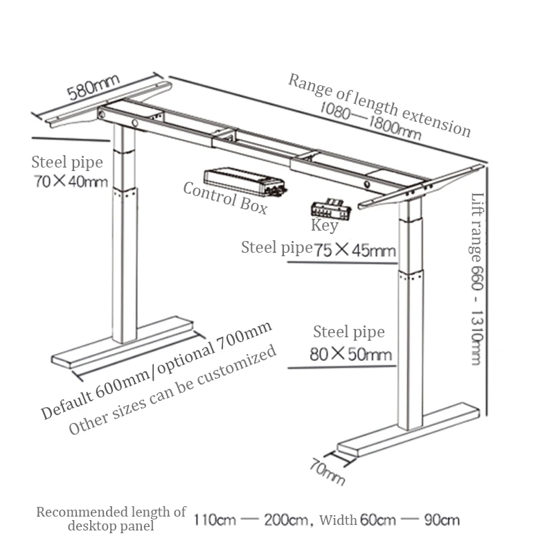 Height-adjustable Table with Dual Motors That Raises and Lowers ...