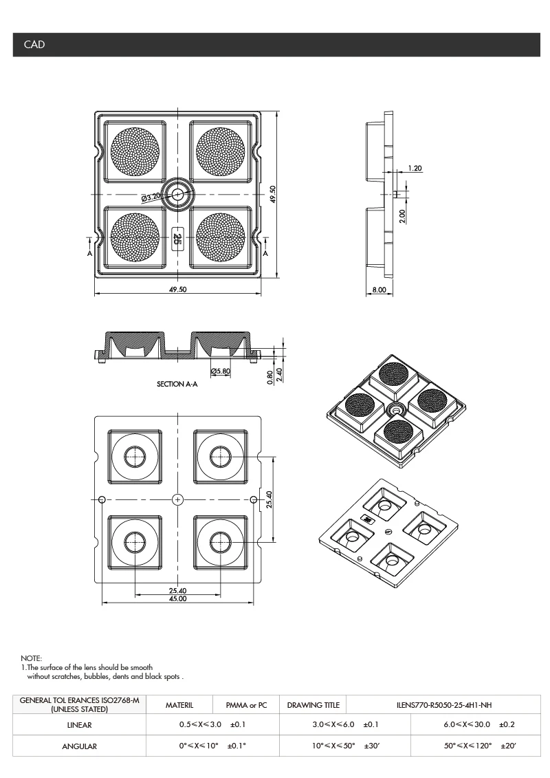2x2 Array Module LED Lens 25 Degree 50mm SMD 5050 Led Lenses| Alibaba.com