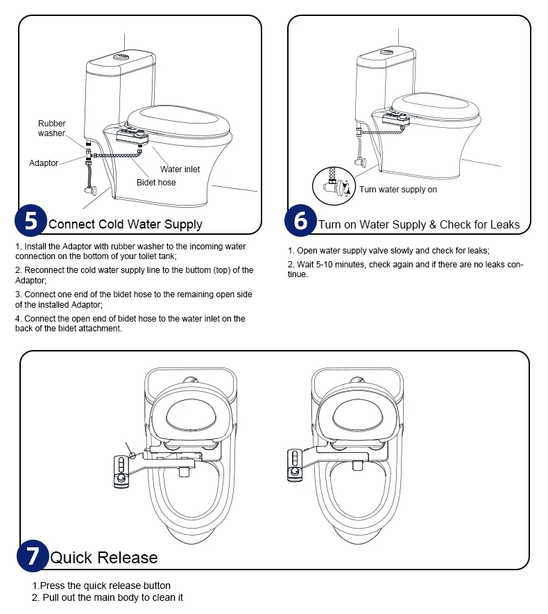 Non Electric Key Button Bidet Toilet Attachment Dual Nozzle Smart ...