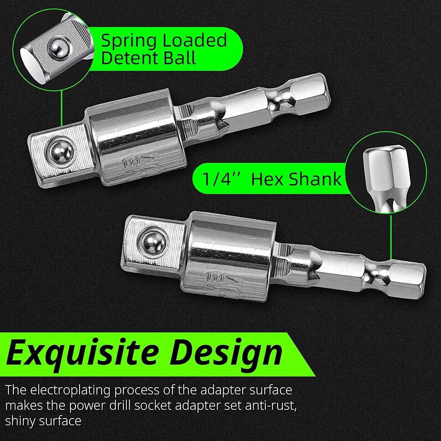 3pcs Power Drill Socket Set Rotatable Hex Shank 1/4" 3/8" 1/2" Impact ...