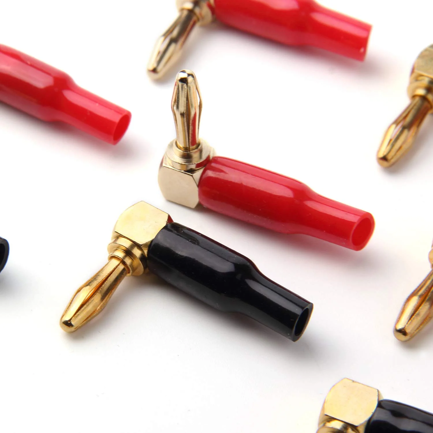 90 Degree Right Angle Banana Plugs 4mm/0.16" Red and Black Speaker ...
