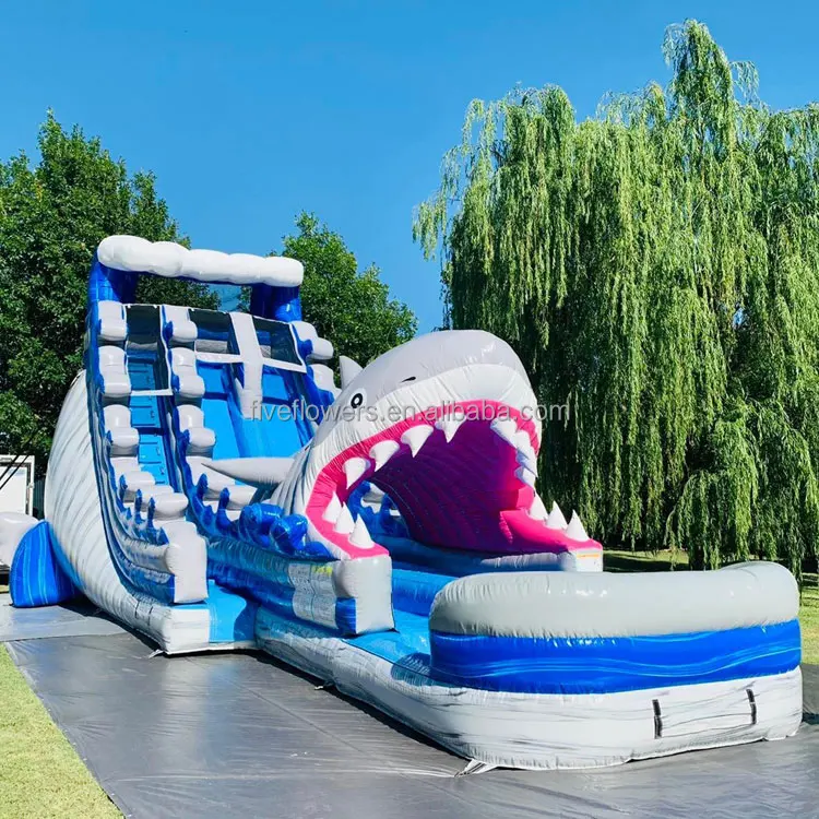 Factory Price Giant Shark Inflatable Water Slide Adults Wet Dry Pool ...