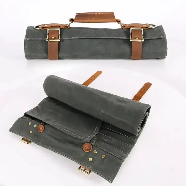 Heavy Duty Waxed Canvas Motorcycle Tool Roll Bag Small Tool Bag Wrench ...